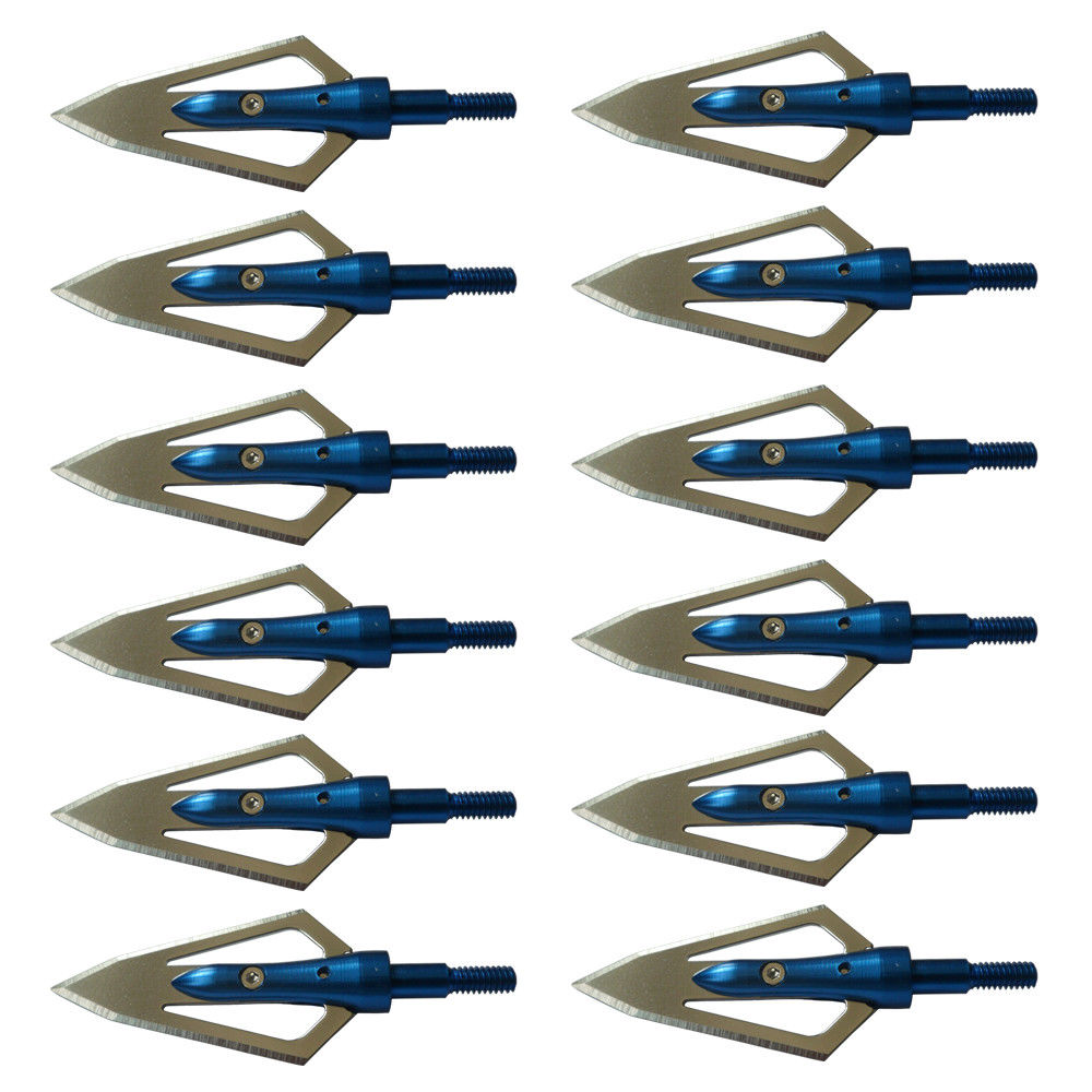 12 "Traditional Flat Blade" 100gr Razor Arrow Broadheads w/ Bonus Carr ...